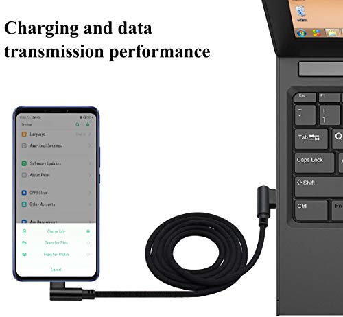 AAOTOKK 3 Ft 90 Degree Micro USB Cable Right Angle USB 2.0 Micro Male Nylon-Braided Fast Sync & Charging Cord Compatible with Android, Samsung, LG,Huawei, Smartphones & More(Black/3-Pack)
