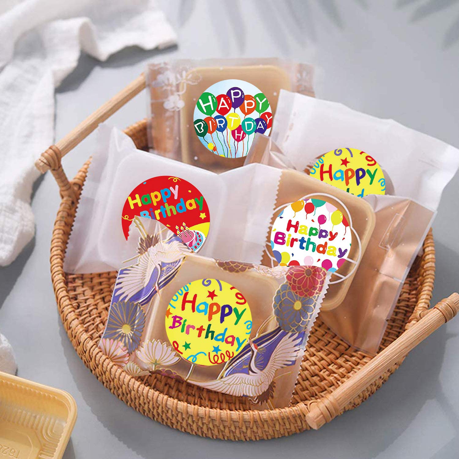 Pink Forest Happy Birthday Stickers ,Celebrate Birthday Pattern Round Decorative Sealing Stickers Labels for Adults Kids Birthday Party Home Classroom Decorations