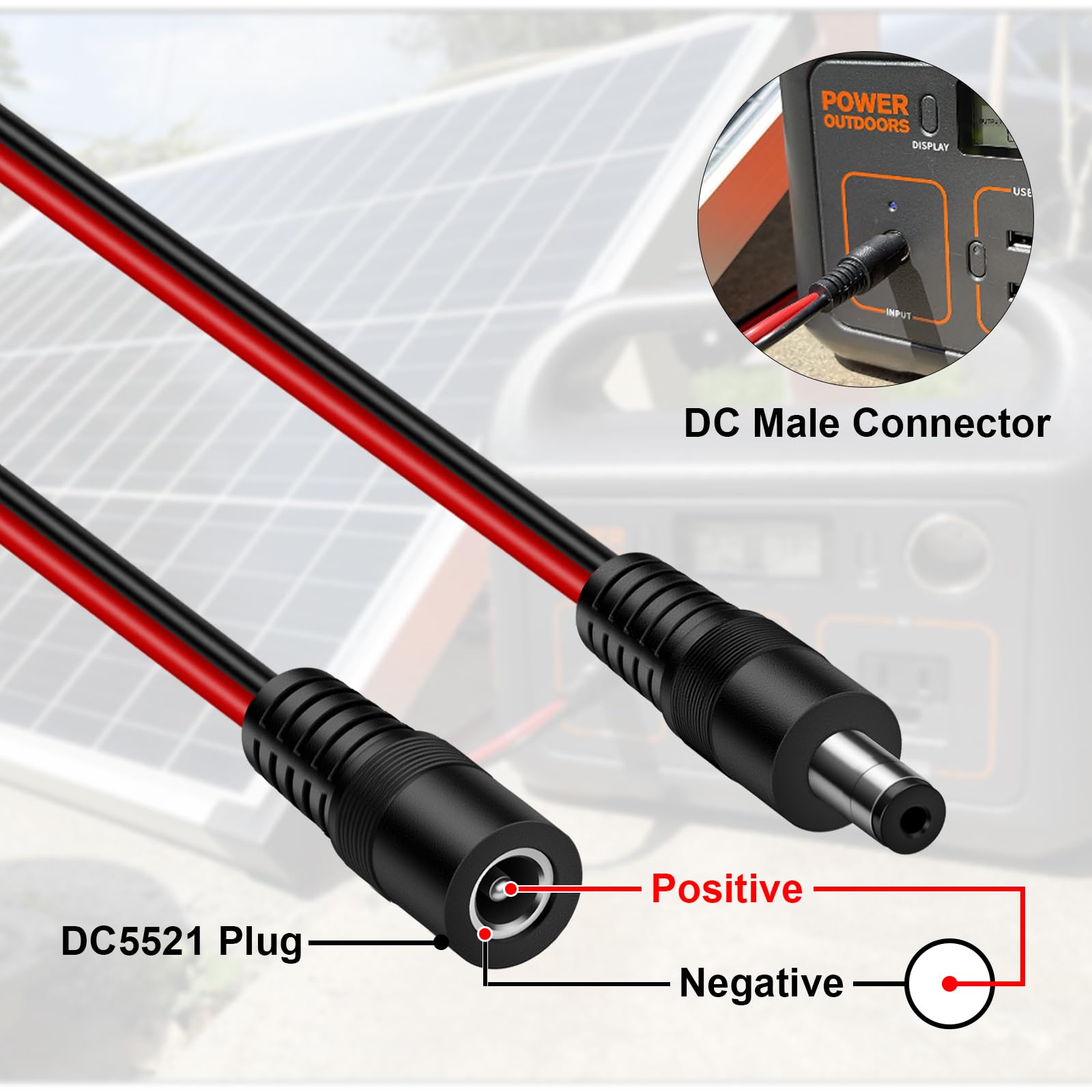 10ft 14AWG 12V DC Extension Cable DC 2.1mm x 5.5mm 5521 Power Supply Adapter Flat Extender Cord,Female to Male Wire for CCTV Security Camera,IP Network Camera,DVRs and More Devices