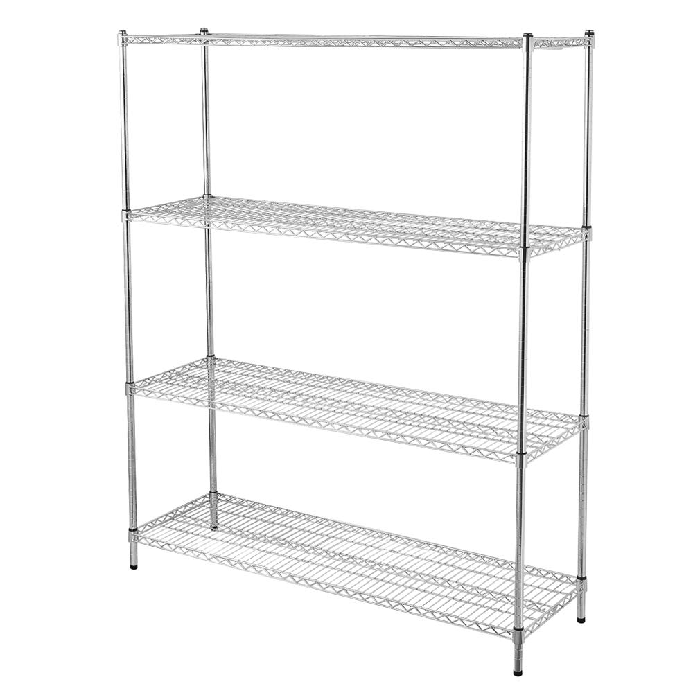 4-Tier Steel Wire Deck Industrial Storage Rack,Heavy Duty Adjustable Wire Shelving for Custom Workshop/Garage Storage Solutions, Total Capacity: 272kg