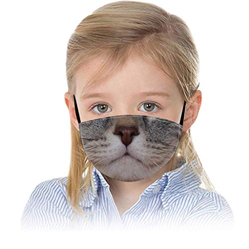 5 Pack Reusable Cotton Coverings Kids Cute Cat Print Face_Mask Washable Mouth Cloth Anti-Dust Bandana for Children