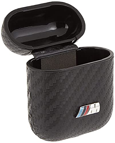 BMW AIRPODS CASE Cover CASE PU Leather Carbon Fiber M Metal Logo - AIRPODS 1/2 Black