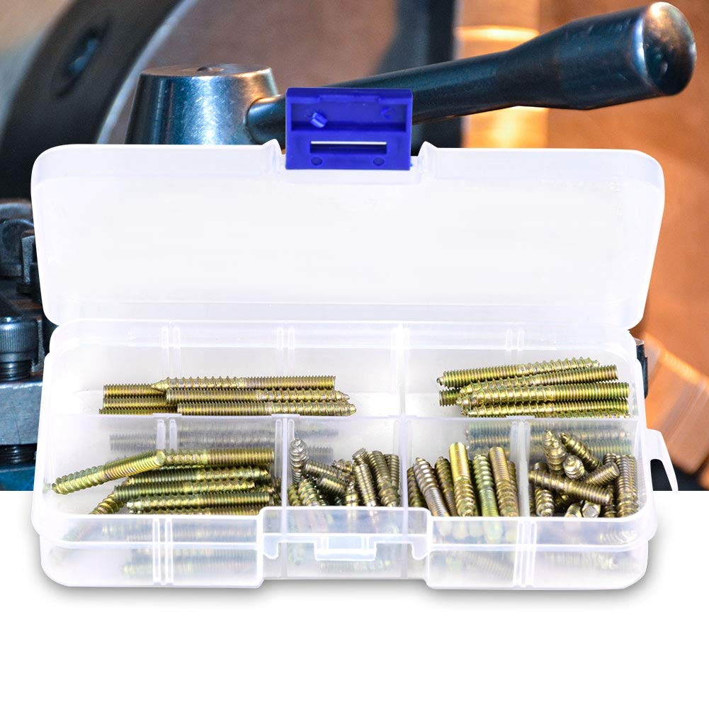 110pcs Hanger Bolts, M4 Dowel Screw Iron Double Ended Screws Zinc Plating Self Tapping Threaded Rods Bars Studs Woodworking