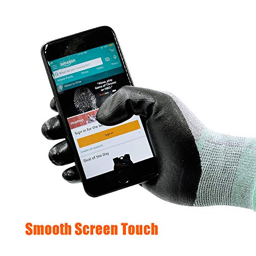 Ultra Durable Safety Work Gloves for Women Men, Seamless Knit Non-Slip Elastic Nylon Gloves, Power Grip, 3D Comfort Stretch Fit, Smart Touch Screen, Breathable, Abrasion, Antistatic, Small