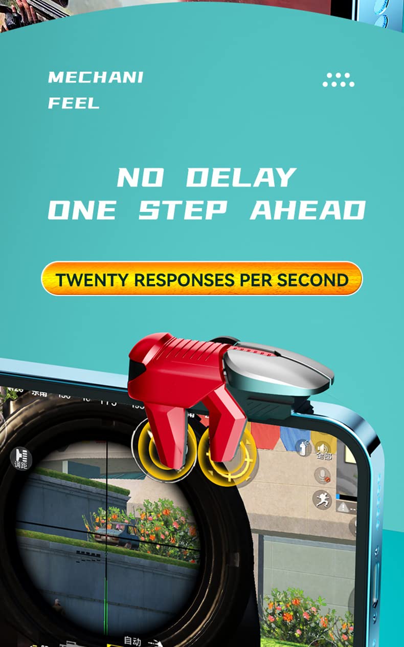 2022 New Model Seven Trees Mobile Game Controller for PUBG/Fornite/Knives Out/Rules of Survival/Call of Duty Gamepad Trigger Aim Button L1R1 L2 R2 Shooter Joystick for iPhone Android iPad Mini 5 Phone Game Pad Accesorios (Blue)