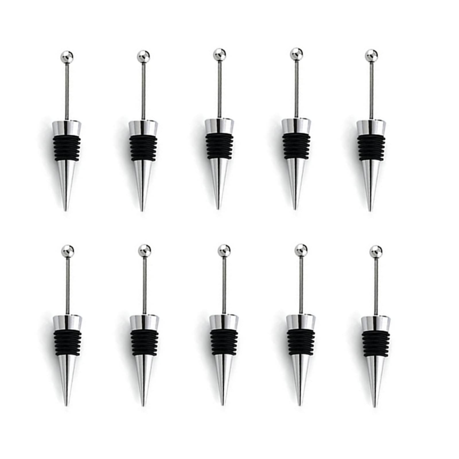 10Pcs Wine Stoppers for Wine Bottles, ENLAYER Stainless Steel Wine Saver Bottle Stopper, Reusable Wine Corks for Beverage, Silicone Wine Stopper For Gifts, Holiday Party, Wedding, Bar