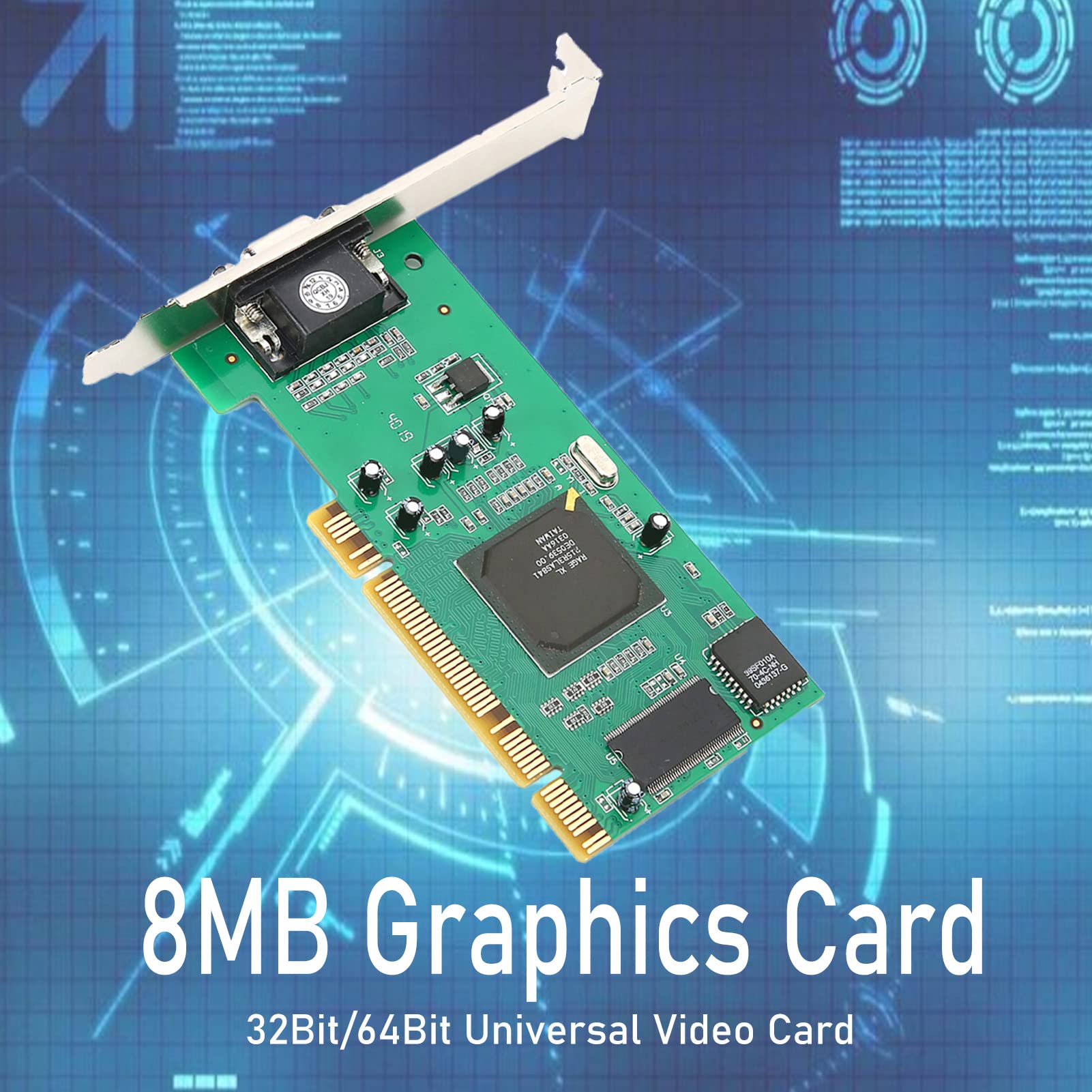 8MB Graphics Card VGA PCI 32Bit for Server, Industrial Computer Multi-Display for Rage XL, 32Bit PCI VGA Video Card, 64Bit PCI-X Universal Video Card for Desktop Computers