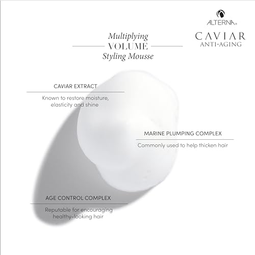 Alterna Caviar Anti-Aging Multiplying Volume Styling Mousse, 8.2 Ounce | For Fine, Thin Hair | Medium Hold | Sulfate Free , 8.2 Fl Oz (Pack of 1)