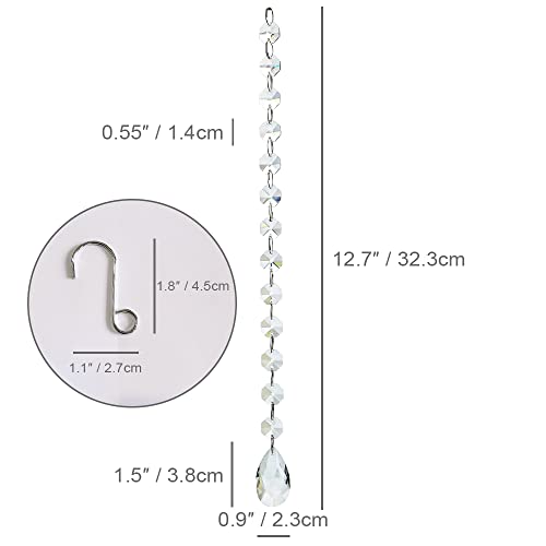 1ft 10pcs Teardrop Crystals Garland,Crystal Teardrop Chandelier Replacement,Hanging Glass Crystals for Chandelier,Wedding Decor,Crystal Christmas Tree Decorations(Clear)