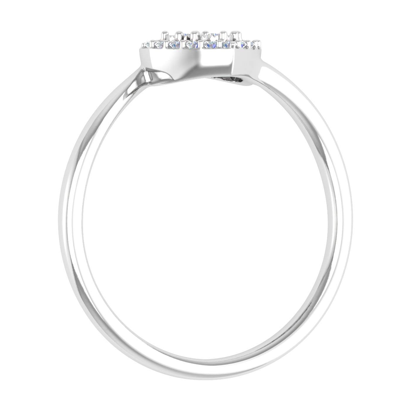 1/10 Carat Diamond Heart Shaped Ring in 10K White Gold - IGI Certified (Ring Size 7)