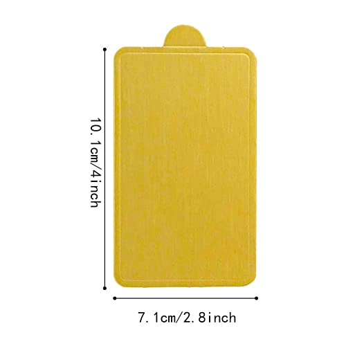 Abnaok Mini Cake Boards Golden Cardboard Mousse Cake Base 100PCS Cake Paper Board Dissert Plates Circle Patries Cardboard Cupcake Base Display Dessert Board Grease (Square Cake Base)