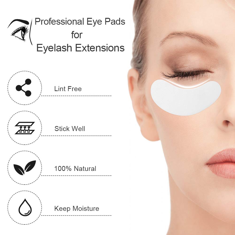 100Pairs Under Eye Eyelash Extension Gel Patches Kit, Lint Free Eye Mask Pads Lash Extension Beauty Tool with Transparent Cosmetic Bag