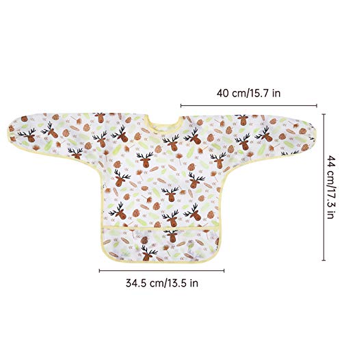 Accmor 3 Pack Long Sleeve Baby Bibs, Waterproof Sleeved Bib, Toddler Soft Bib for 6-24 Months