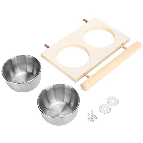 Bird Food Bowl, Bird Feeder Bowl Stainless Steel Bird Hanging Bowl Bird Food Feeding Dish Bird Water Bowl Bird Parrot Feeding Cups for Small Animals(Double Bowl) Feeders