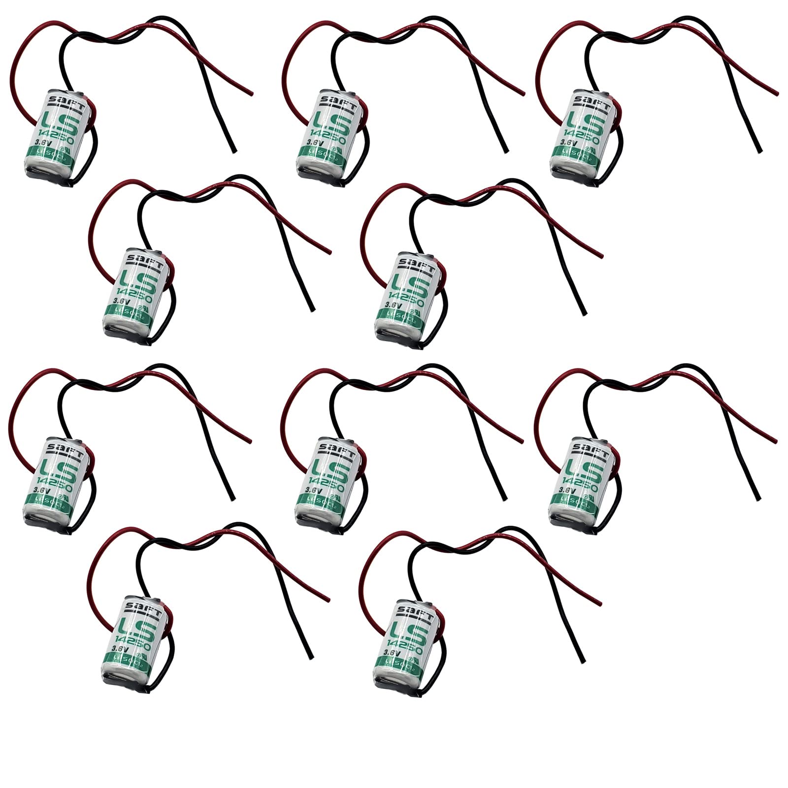 10x SAFT LS14250_WIRE 1/2AA 3.6V 1200mAh Lithium Cell for Smart Utility Metering, Flashlights, Communications, Smart Munitions, Unattended Sensors, RFID Tracking, MFG PN: 700053 NSN: 6135-01-669-4691