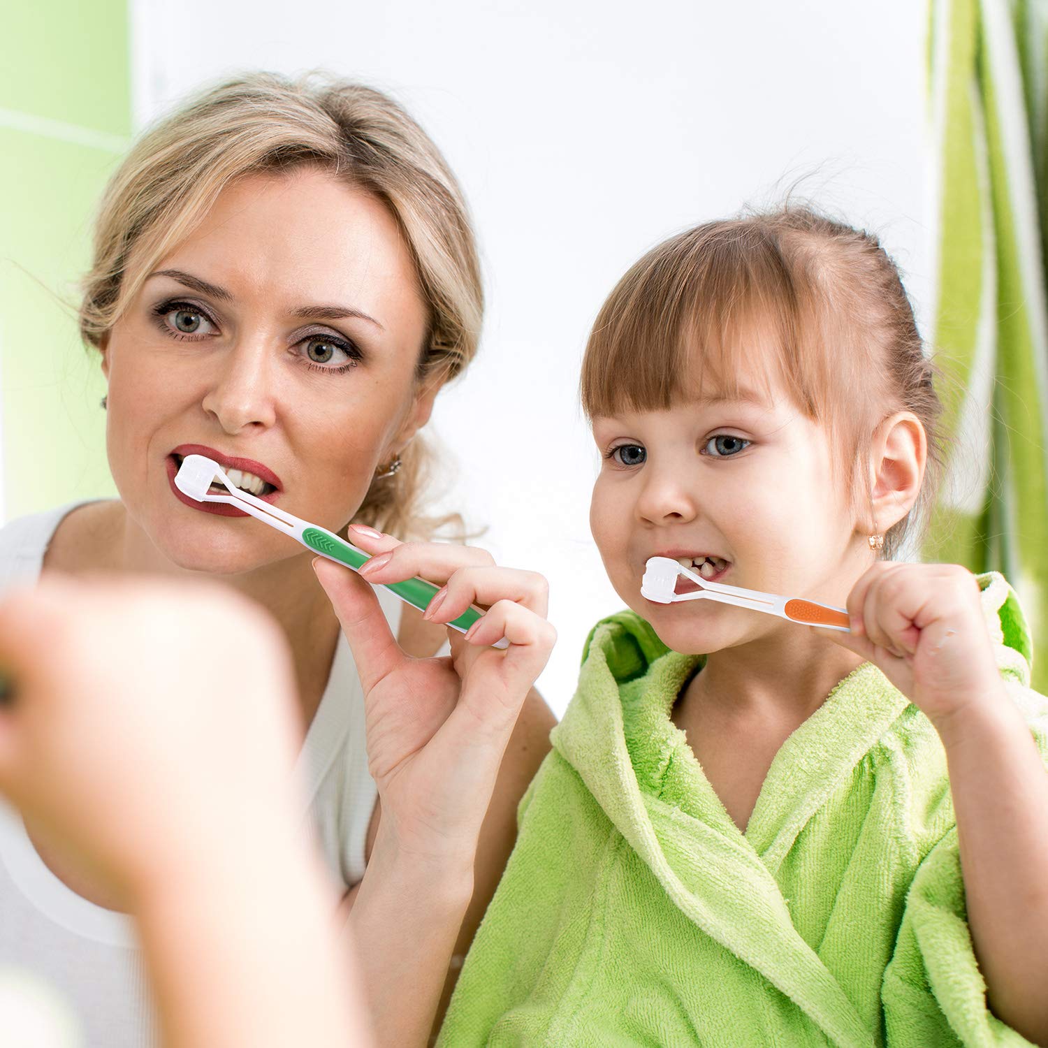16 Pieces Three Sided Toothbrush Autism Toothbrush Bristle Travel Toothbrush for Kids Complete Teeth Gum Care Great Angle Bristles to Clean Each Tooth, Soft/Gentle (Green, Blue, Yellow, Red)