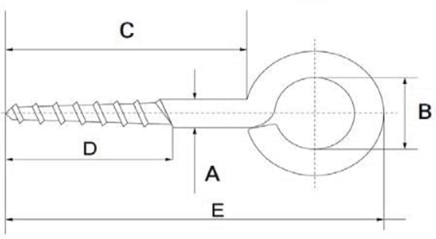 12-Pack 316 Stainless Steel Eye Bolt Eye Hook Heavy Duty Screw Eye Lag Thread Eye 2.1 inches Eye Bolt