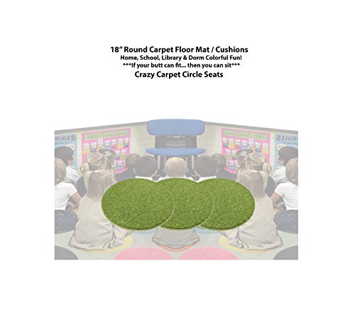 18" Round Carpet Floor Mat / Cushions Colorful Fun for Home, School, Library & Dorm Rooms, Group Activities and Story Time | Crazy Carpet Circle Seats (3 Seat Set, p) Sour Grapes