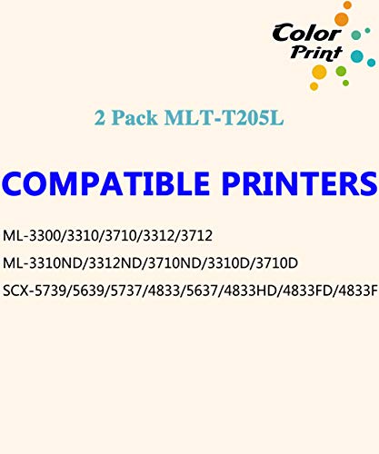 2-Pack of BlackColorPrint Compatible MLTD205L Toner Cartridge Replacement for Samsung MLT-D205L D205L 205L Work with ML-3312ND ML-3312DW ML-3712ND SCX-4835FD SCX-4835FR SCX-5339FR SCX-5739FW Printer