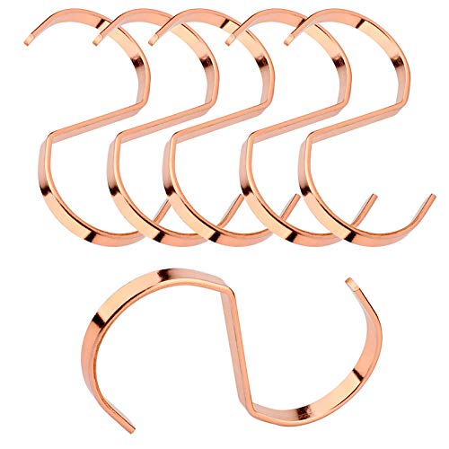 6 Pieces, Rose Gold S Flat Hooks, Used in Kitchen, Office, Bathroom, Closet, Basket, Outdoor, Metal S-Shaped Hook, S-Shaped Hanger Hook.