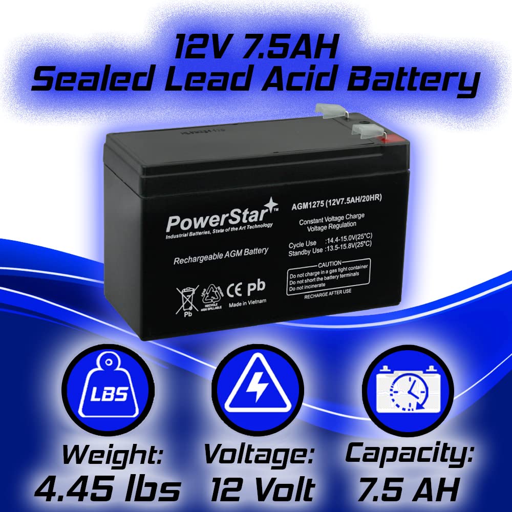 12V 7.5AH Battery replaces gp1272 np7-12 bp7-12 ps-1270 ub1280 cy0112