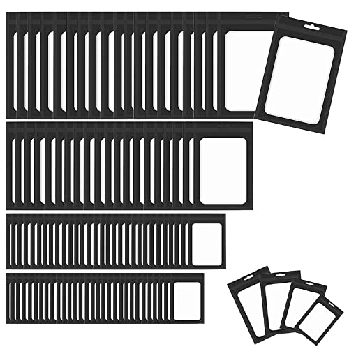 100 Pieces Resealable Mylar Ziplock Bags,4 SizesSmell Proof Bags,Holographic Bags with Clear Window,Self Sealing Bag for Party Favors, Lipgloss, Jewelry, Candy