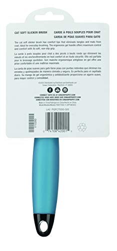 CONAIRPRO Dog & Cat Cat Soft Slicker Brush, Cat Brush for Shedding, Removes Tangles, Mats & Loose Hair, Soft Coated Pins for Gentle Brushing, Memory Gel Grip Handle
