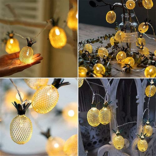 20LED Solar String Lights Outdoor, 16ft Metal Pineapple Shape Solar Garden Light, Waterproof Solar Powered Hanging Light for Outdoor Garden Decoration Home Party Lamp