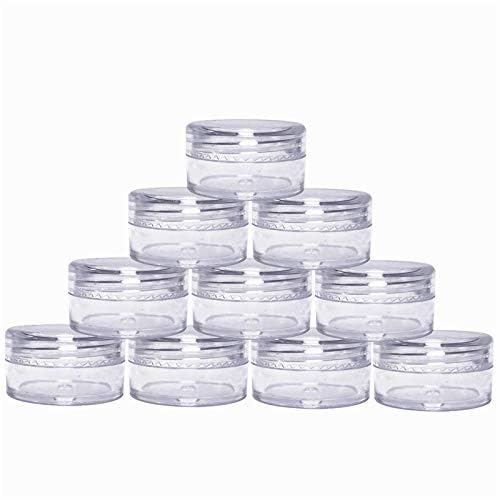 100PCS 5G/5ML Cosmetic Containers With White Lids Sample Gram Plastic Containers Lotion Jars for for Scrubs, Oils, Salves, Creams, Lotions - BPA Free