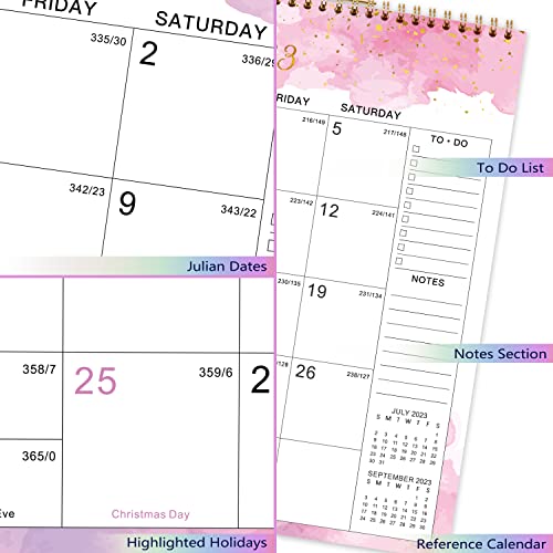2023-2024 Wall Calendar - Jul. 2023 - Dec. 2024, 18 Months Hanging Wall Calendar 2023-2024, 15" x 11.5", Spiral Twin-Wire Binding, Large Blocks with Julian Dates