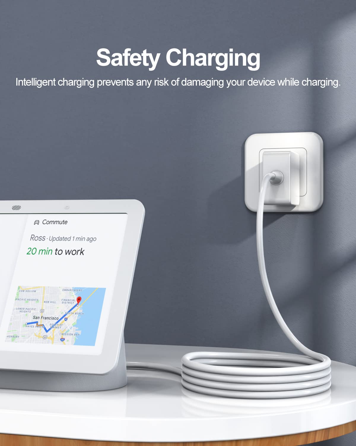 30W AC Charger Fit for Google Nest Audio Smart Speaker Wall Power Supply Adapter Cord
