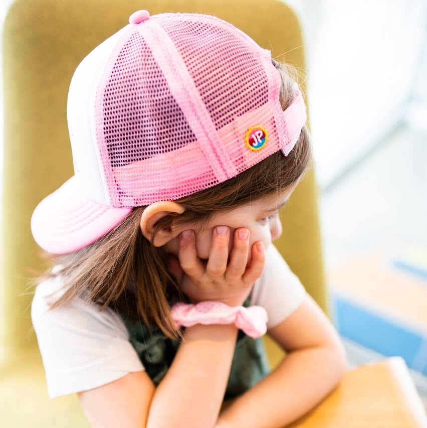 JP DOoDLES Heart Hat Kids Trucker Hat. Baseball Mesh Back Cap fits Baby, Toddler and Youth (Light Pink, Mini 12-24 MOS)