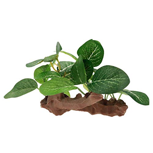 Bitray Aquarium Fish Tank Plastic Artificial Plant Lifelike Water Grass Decoration Green (Oval Leaf)