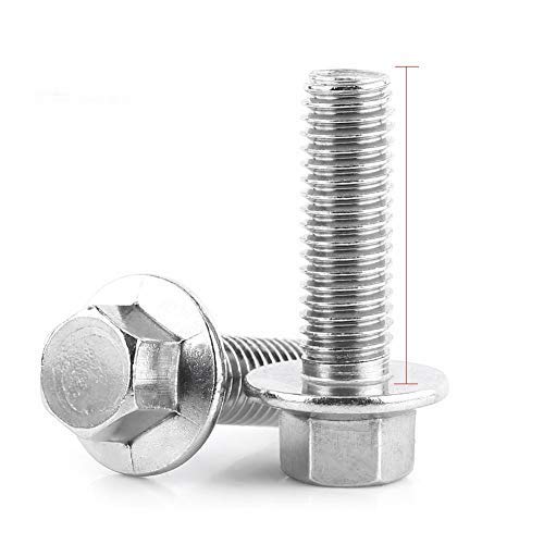 10pcs M8 Flanged Hex Head Bolts Flange Hex Screws 304 Stainless Steel Hex Screws Bolts Fasteners Hex CoverHead with Flange Silver (M8X16) 