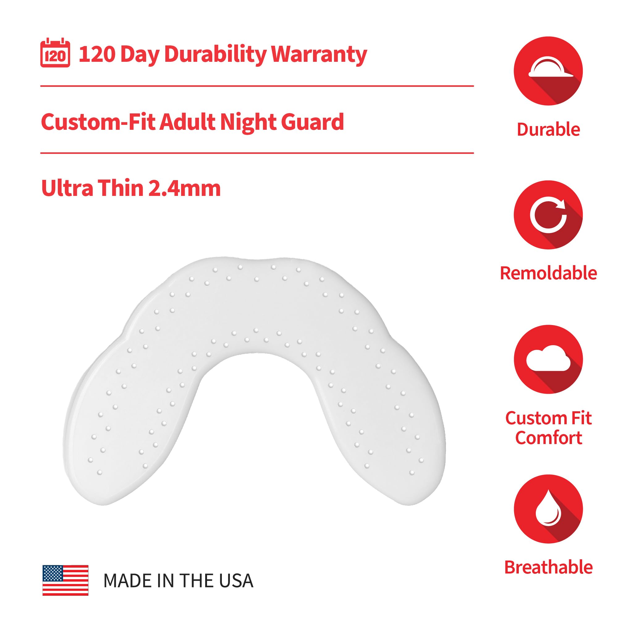 SOVA Max Night Guard - 2.4mm Thin - Custom-Molded Fit - Protects Against Nighttime Teeth Grinding & Clenching - FSA/HSA Eligible - Odor & Taste Free - Remoldable Up to 20 Times - Non Toxic