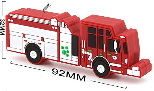 128GB USB 2.0 Flash Drive Novelty Cute Fire Fighting Truck Shaped Cartoon Pen Drive Thumb Drive Memory Stick Pendrive
