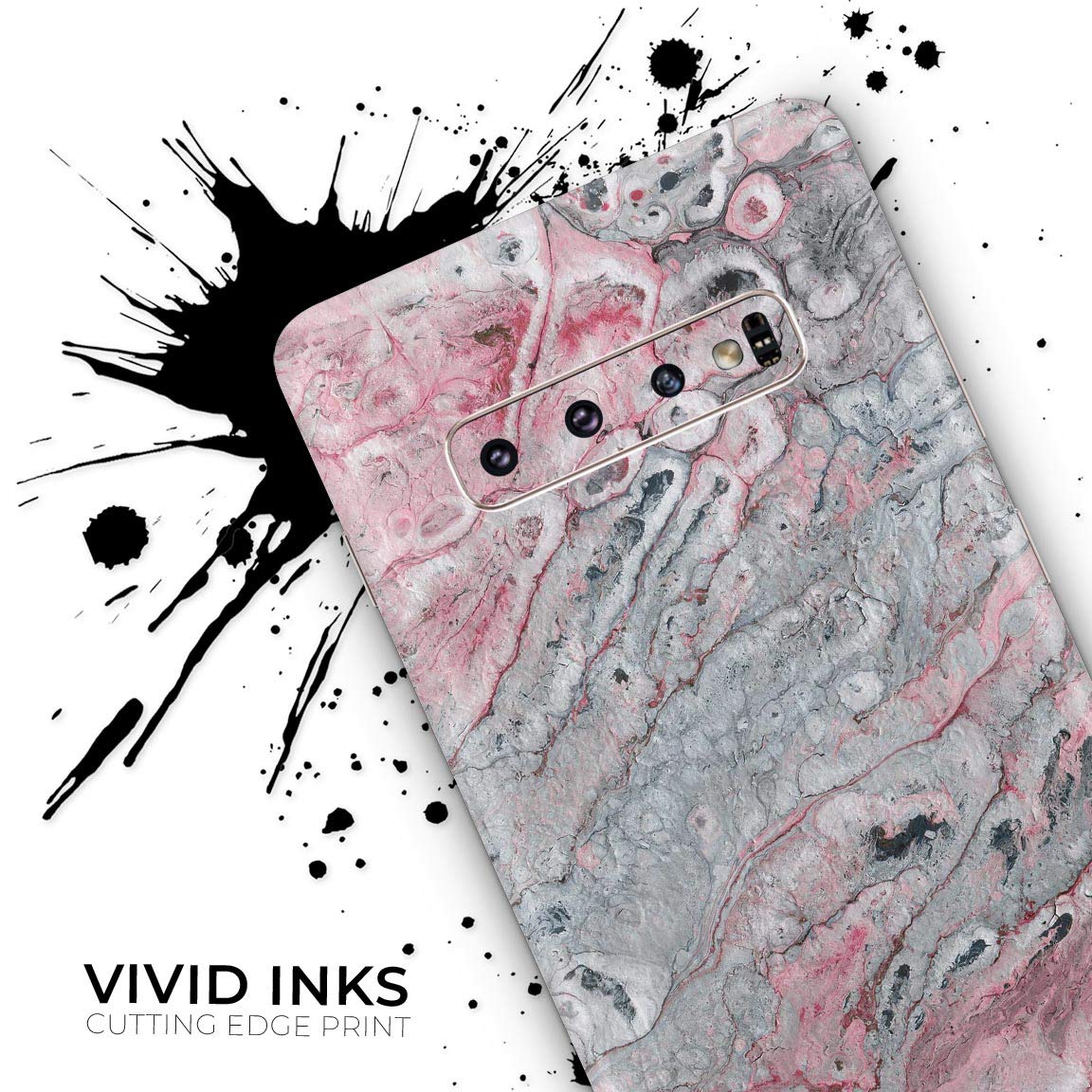 DesignSkinz Abstract Wet Paint Subtle Pink and Gray Protective Vinyl Decal Wrap Skin Cover Compatible with The Samsung Galaxy S20 (Screen Trim & Back Glass Skin)