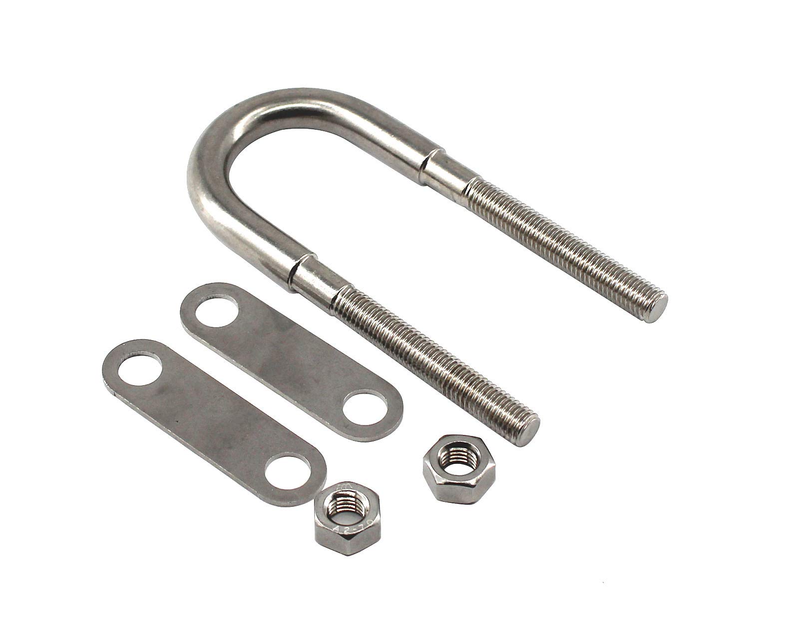 304 Stainless Steel U-Shaped Bolt Set with Nuts and Plates M5x78MM Marine Boat Yacht Fitting Acceossaries Deck Hardware Pack of 4