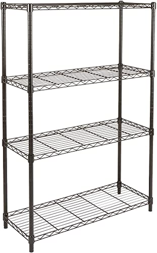4-Shelf Adjustable, Heavy Duty Storage Shelving Unit (350 lbs Loading Capacity per Shelf), Steel Organizer Wire Rack, Black (36L x 14W x 54H)