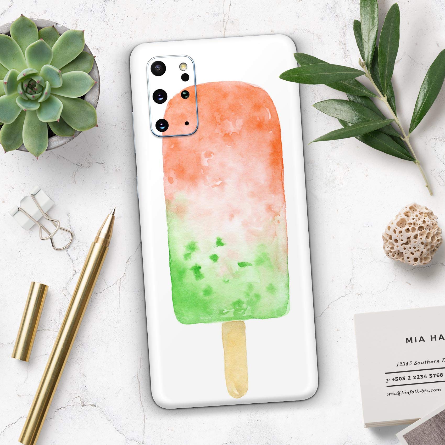 DesignSkinz Summer Mode Ice Cream v8 Protective Vinyl Decal Wrap Skin Cover Compatible with The Samsung Galaxy S20 (Screen Trim & Back Glass Skin)