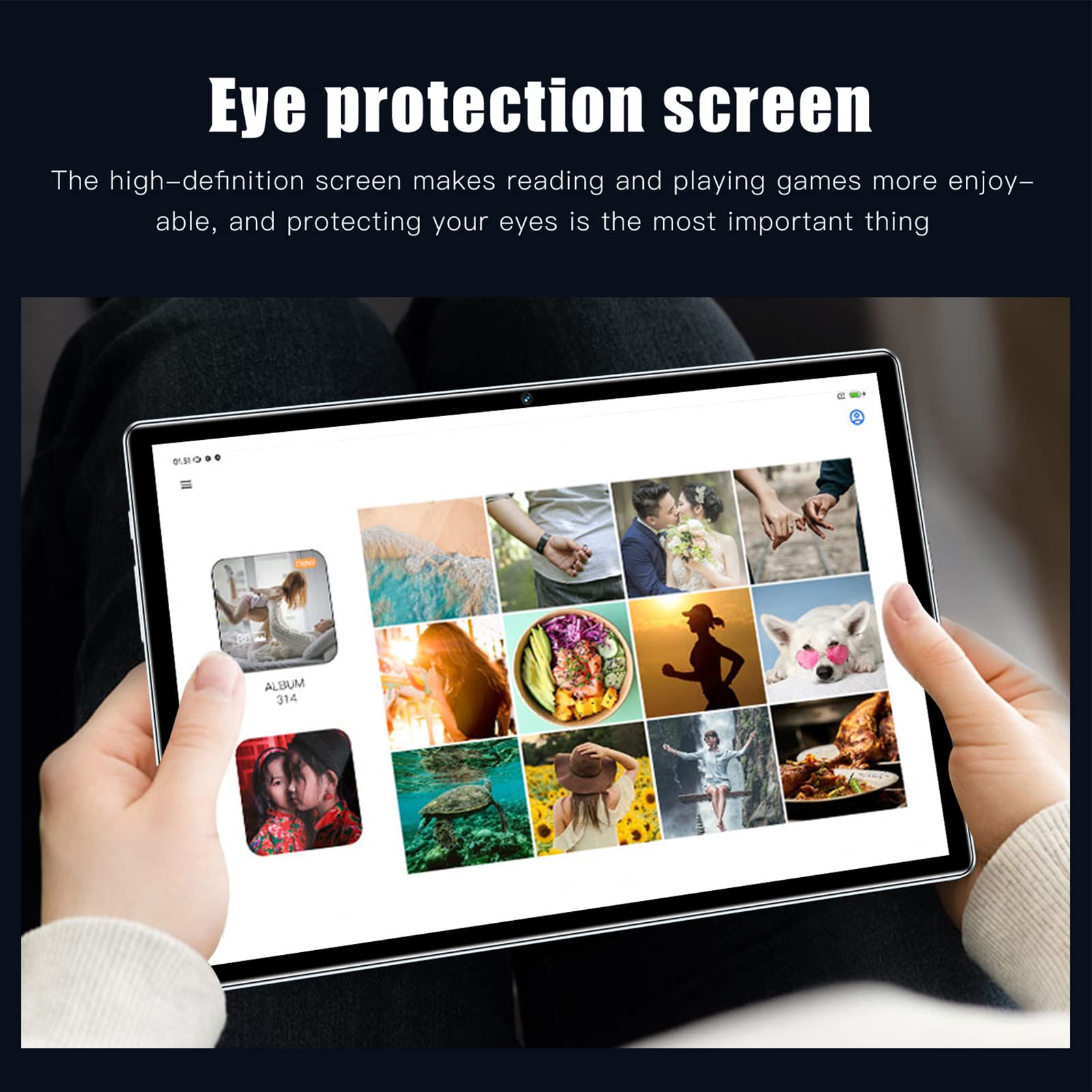 10.1 Inch Tablet, 4G Calling Tablet 100-240V Dual Card Slots 8000mAh Octa Core 6GB RAM 128GB ROM 1960x1080 IPS Support 4G Call 12.0 (US Plug)