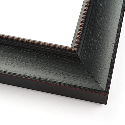 19x20 Frame Black Real Wood Picture Frame Width 2 Inches | Interior Frame Depth 0.5 Inches | Beaded Black Distressed Photo Frame Complete with UV Acrylic, Foam Board Backing & Hanging Hardware