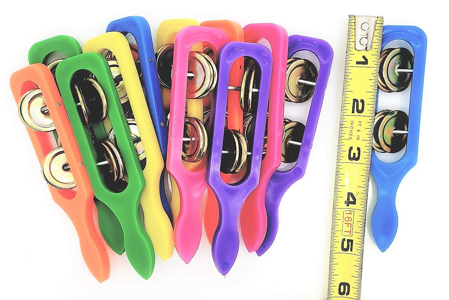 12 Cymbals With Plastic Handles (5") Kids Party Supplies, Preschool Musical Instruments, Noisemakers (12 Pack) multicolor