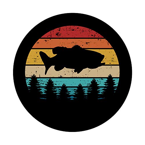 Bass Fishing fish vintage retro PopSockets Grip and Stand for Phones and Tablets