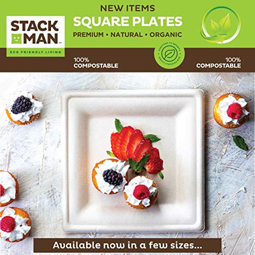 100% Compostable Clamshell Take Out Food Containers [6x6" 50-Pack] Heavy-Duty Quality to go Containers, Natural Disposable Bagasse, Eco-Friendly Biodegradable Made of Sugar Cane Fibers