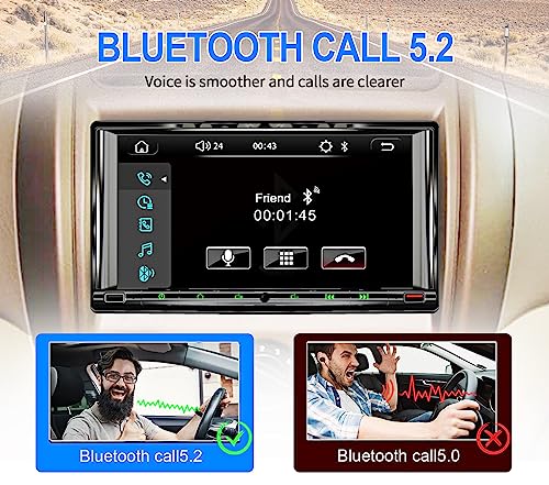 1280x720 HD Non-Glare Touch Screen Car Stereo with 30 Segment EQ,7 Inch Double Din Stereo for Apple Carplay & Android Auto with Bluetooth 5.2,Car Radio with Backup Camera, Mirror Link/SWC/FM/AM