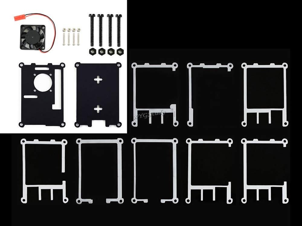 XYGStudy Black/White Acrylic Fully Protection Cover Case for Raspberry Pi 4 Model B, with Cooling Fan (PI4-CASE-B)