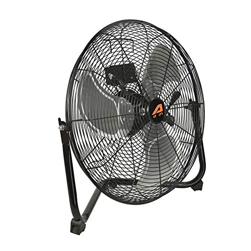 A A IN ET010 20″ High Velocity Floor Fan, 6000 CFM Industrial Metal Fans for Industrial Garage Shop, 3 Speed Settings