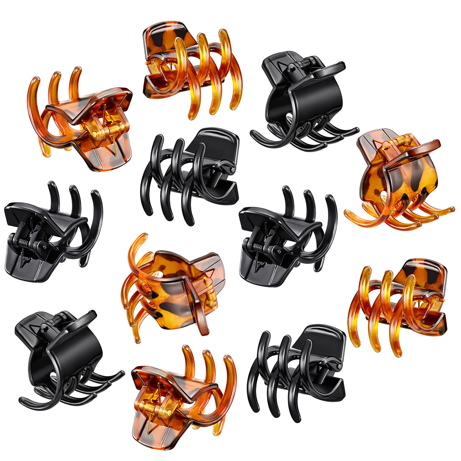 12 Hair Claw Clips, Medium Size 1.3 Inch Jaw Grips for Women with Thick or Medium Hair (Black and Brown)