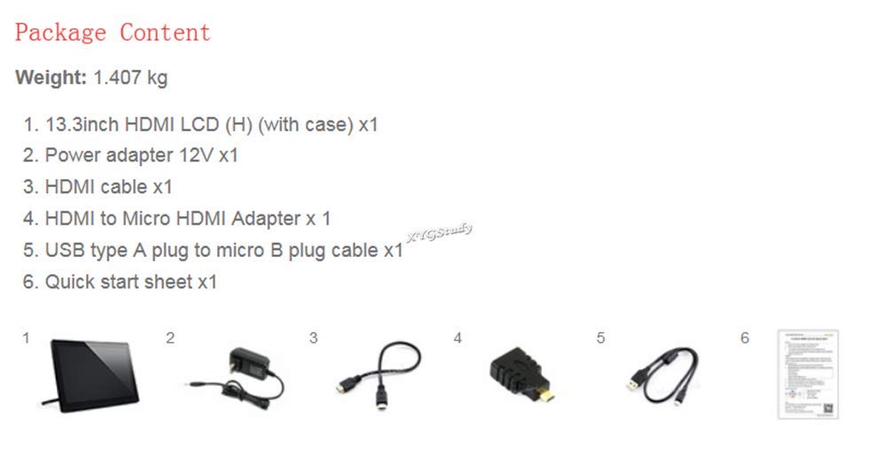13.3inch HDMI LCD (H) (with case), IPS 1920x1080 Capacitive Touch Screen Display LCD with Panel Protection Cover Case Supports BB Black Raspberry Pi 4 3 2 Raspbian Ubuntu WIN10 IOT Mini PC @XYGStudy